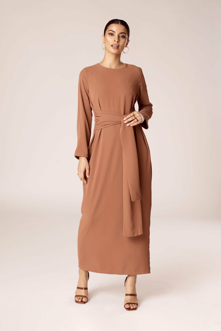 Never Pay Full Price for Isabella Tie Waist Maxi Dress - Mushroom
