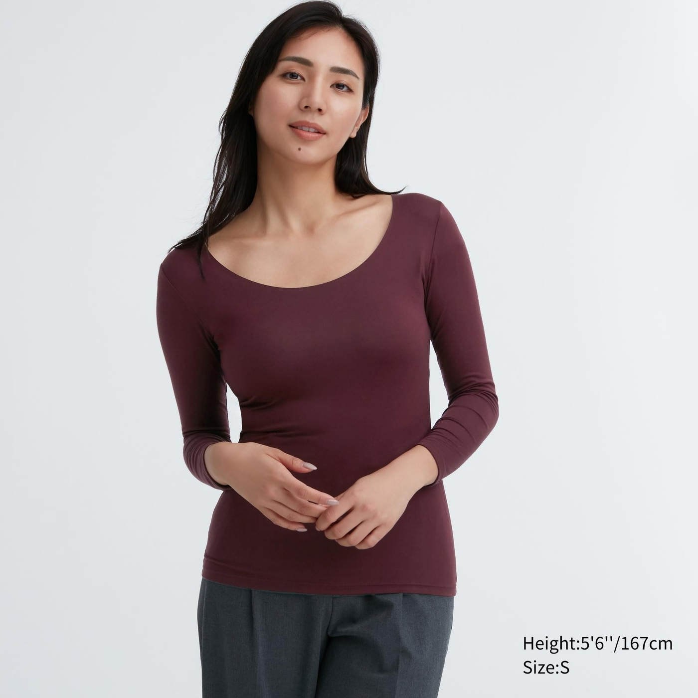 Never Pay Full Price for Heattech Scoop Neck Long Sleeved Thermal Top