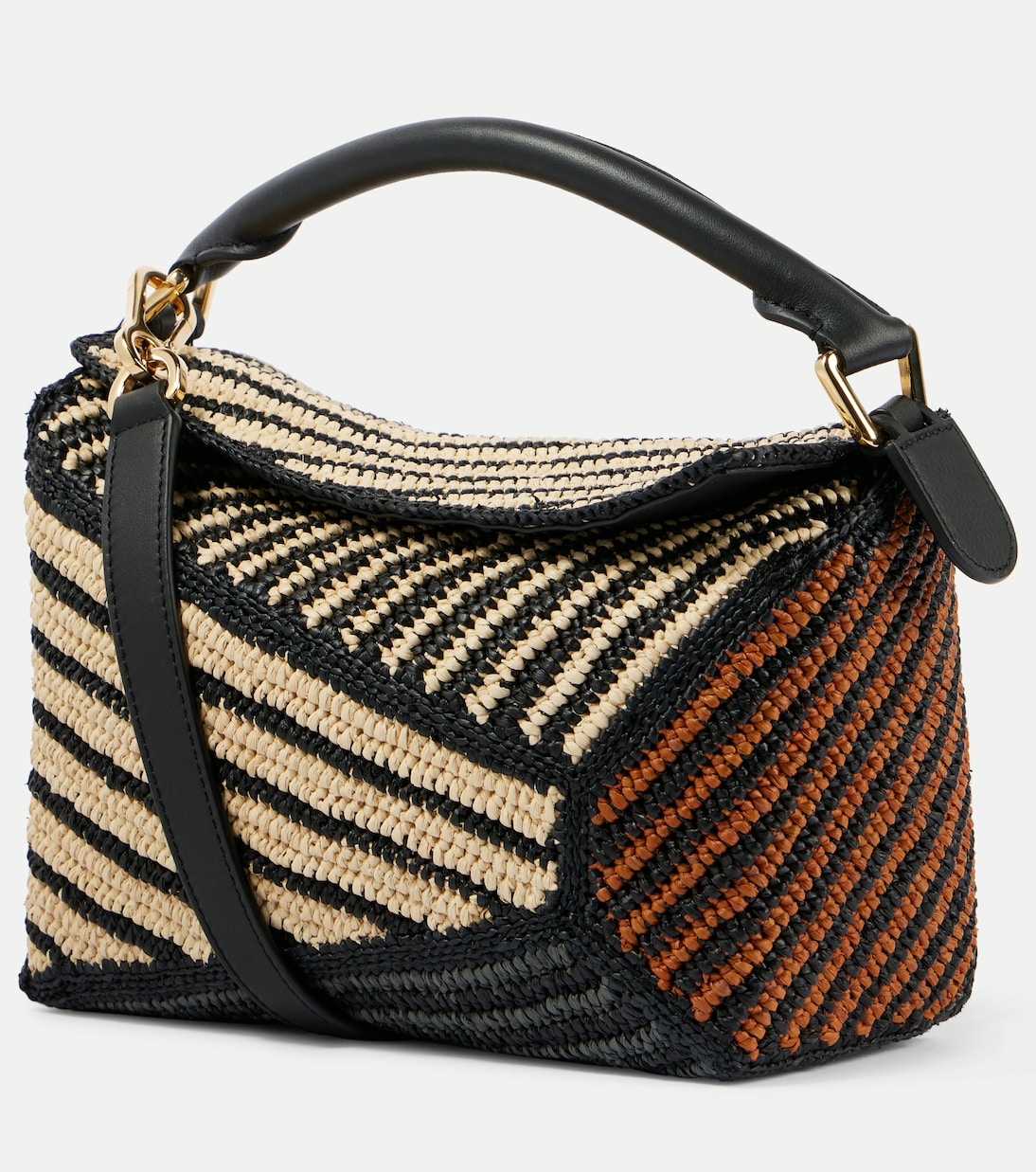 Never Pay Full Price for Puzzle Edge Small Raffia Shoulder Bag
