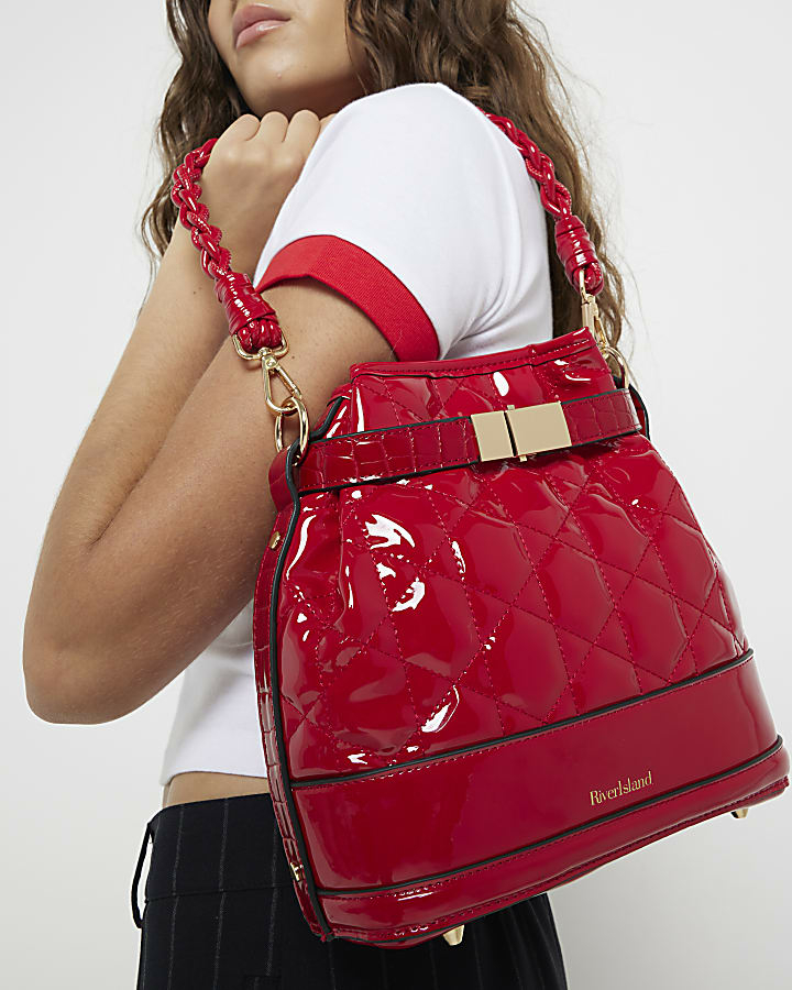 Never Pay Full Price for Red Patent Quilted Bucket Bag